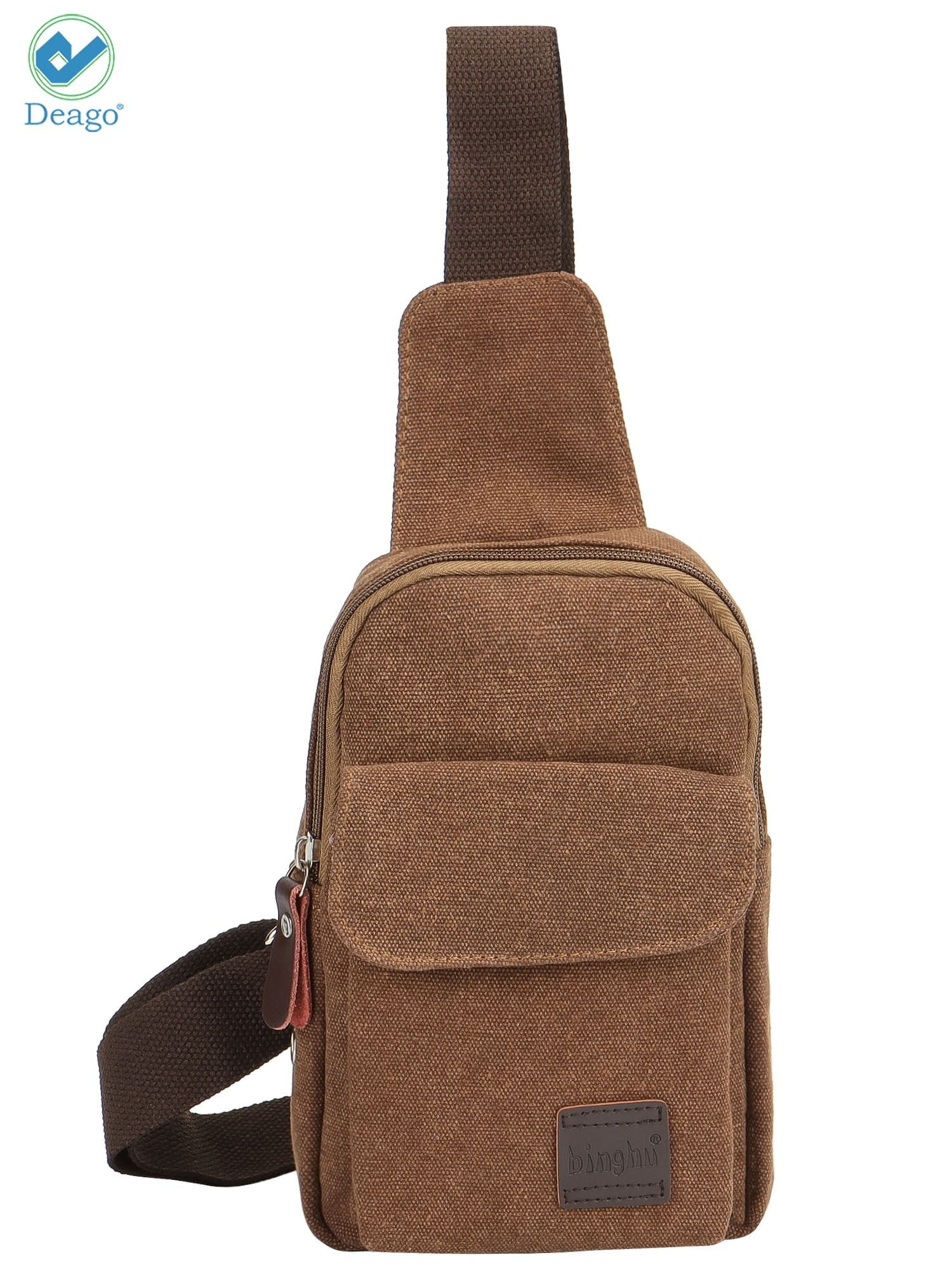 Deago Men's Casual Crossbody Bags Canvas One Shoulder Backpack Oblique ...