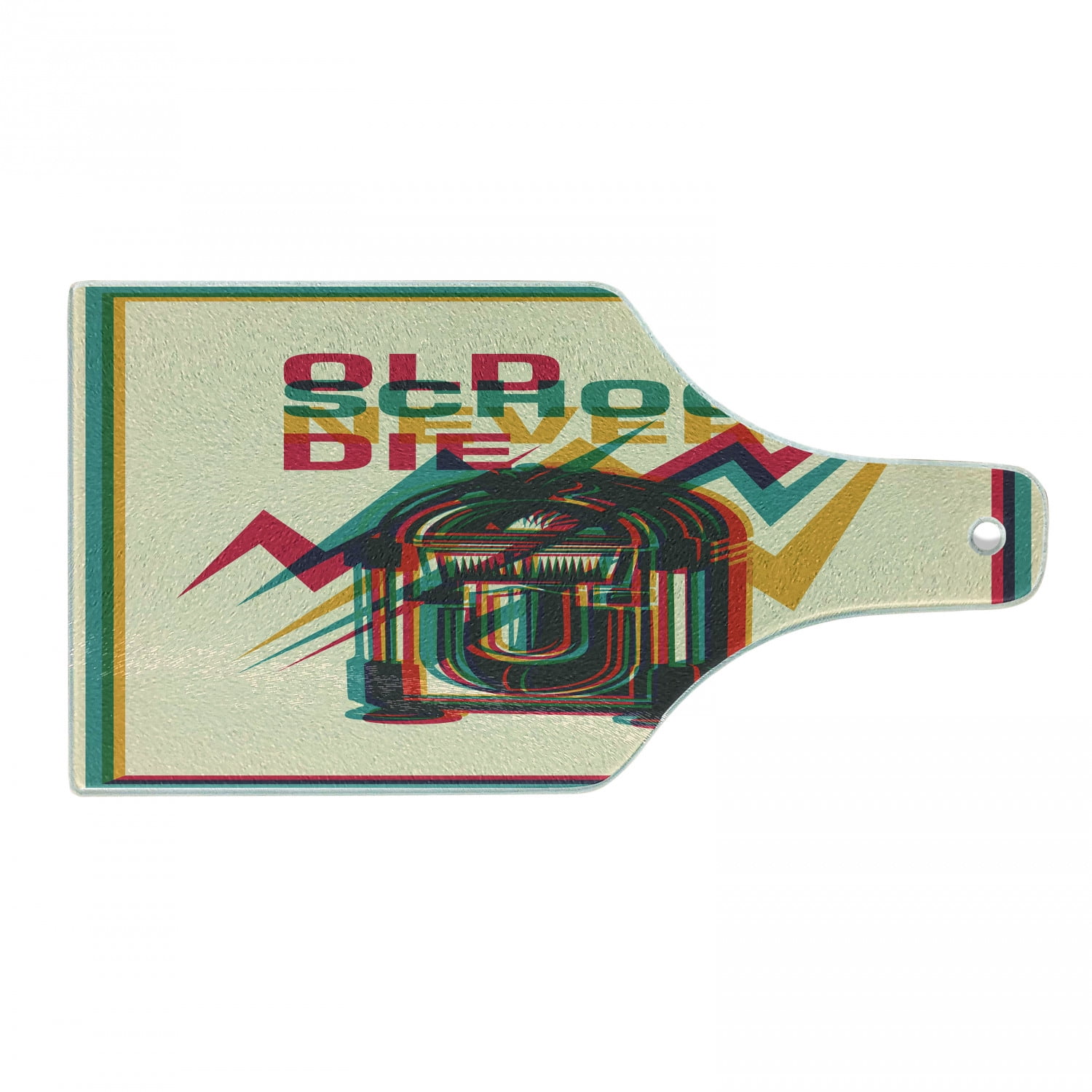 Jukebox Cutting Board, Retro Never Die Words on Antique Radio Abstract ...