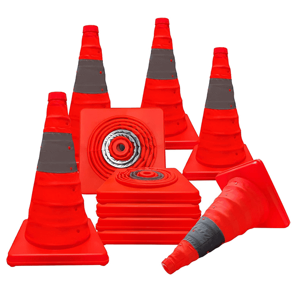 Qtmnekly 5 Pack 17.7 Inch Collapsible Traffic Cones, Orange Safety Road ...