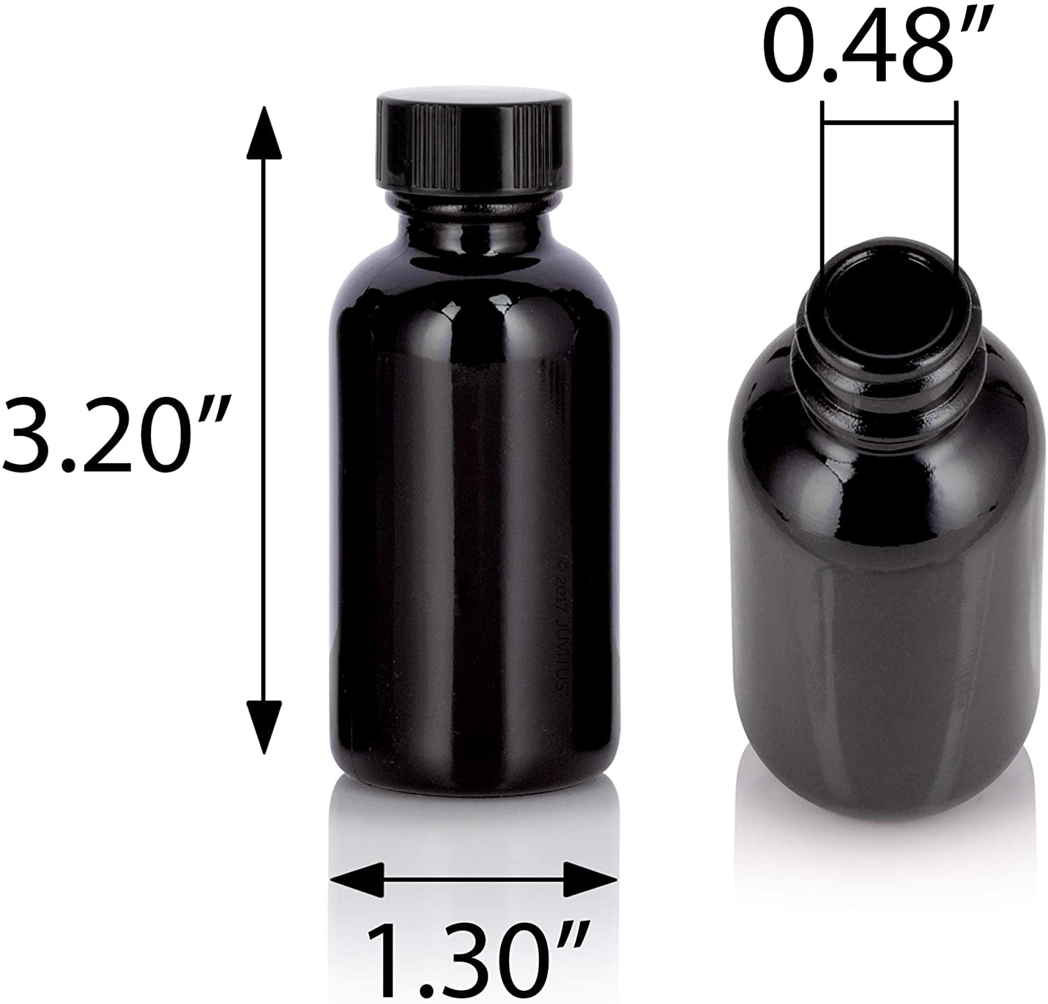 Black Glass Luxury Boston Round Bottle with Black Phenolic Cap (12 Pack ...