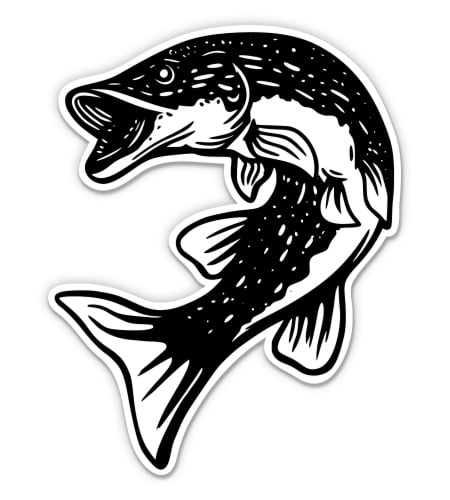 Pike Fish - 5" Vinyl Sticker - For Car Laptop I-Pad - Waterproof Decal ...