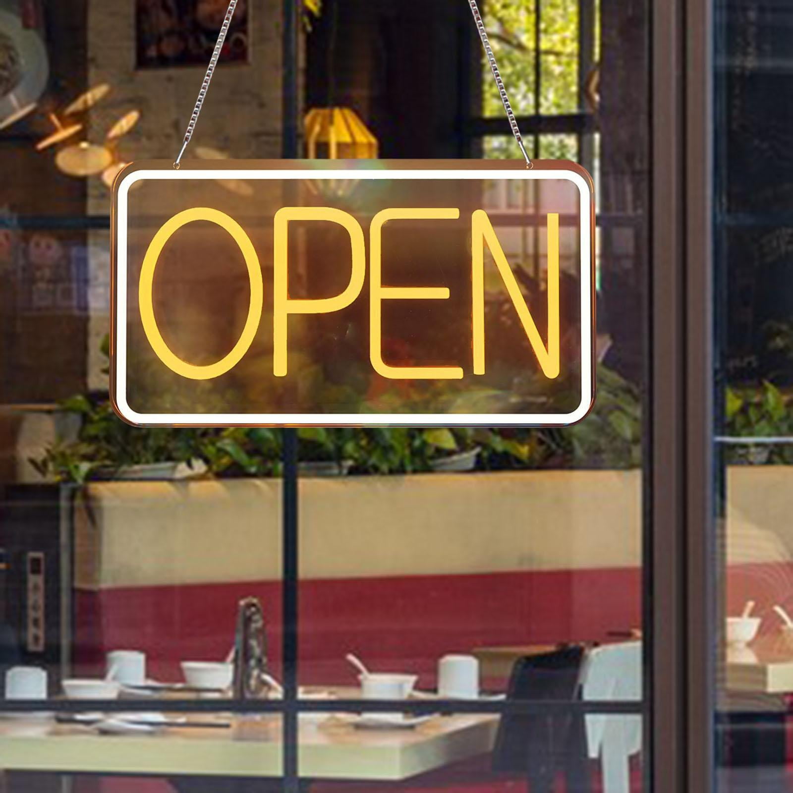 Letrero abierto de neón LED, luz nocturna colgante de 16 "x 9", letrero ...