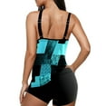 Women 2 Piece Tankini With Shorts Color Block Swimsuits Double Straps