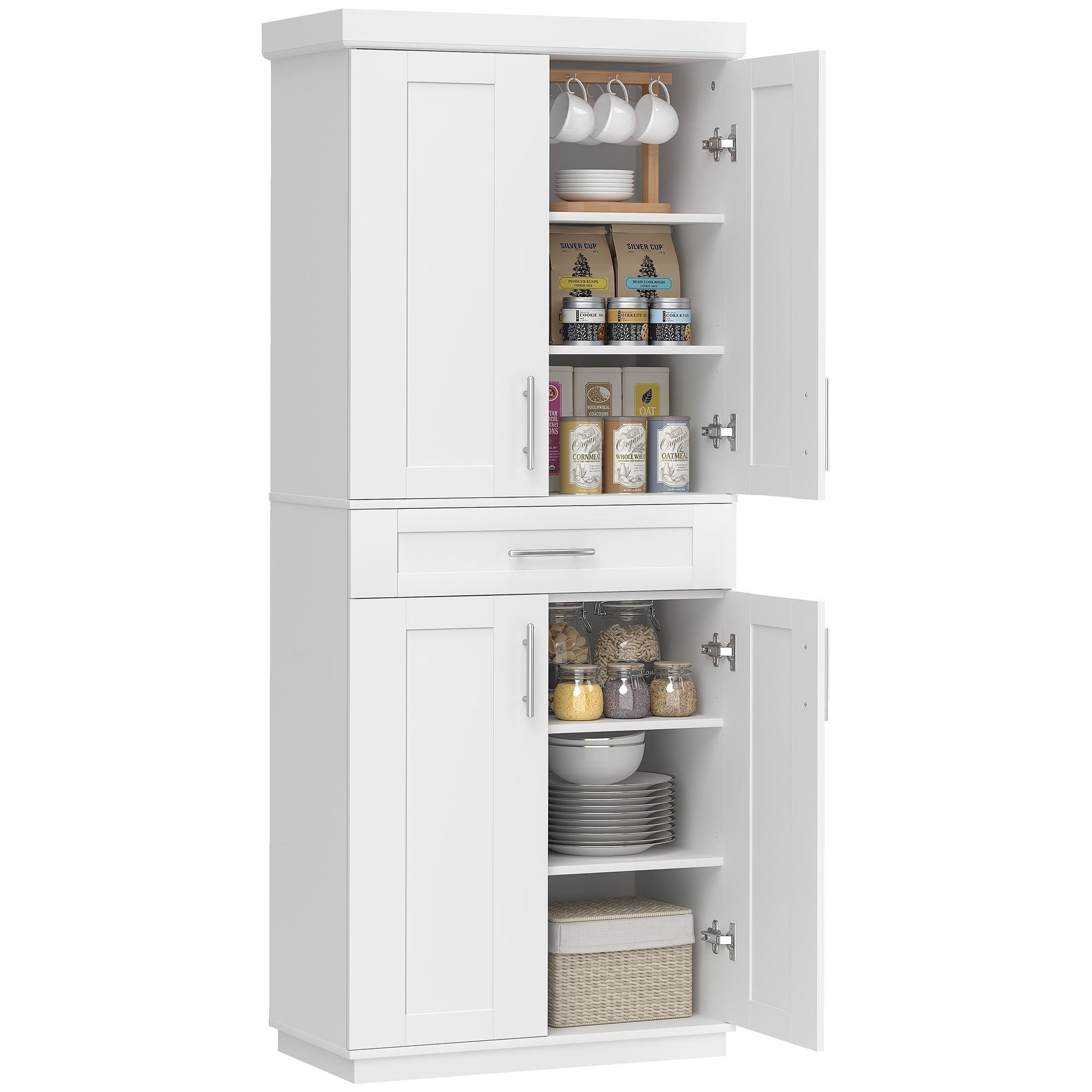 Click here for Homcom Modern Kitchen Pantry With Shelves  White 3... prices