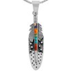 Turquoise Feather Necklace Multi-Colors for Women Sterling Silver 925 ...