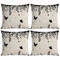 Butterflies Pillow Covers Set of 4, Spring Black Butterfly Falling Leaf ...