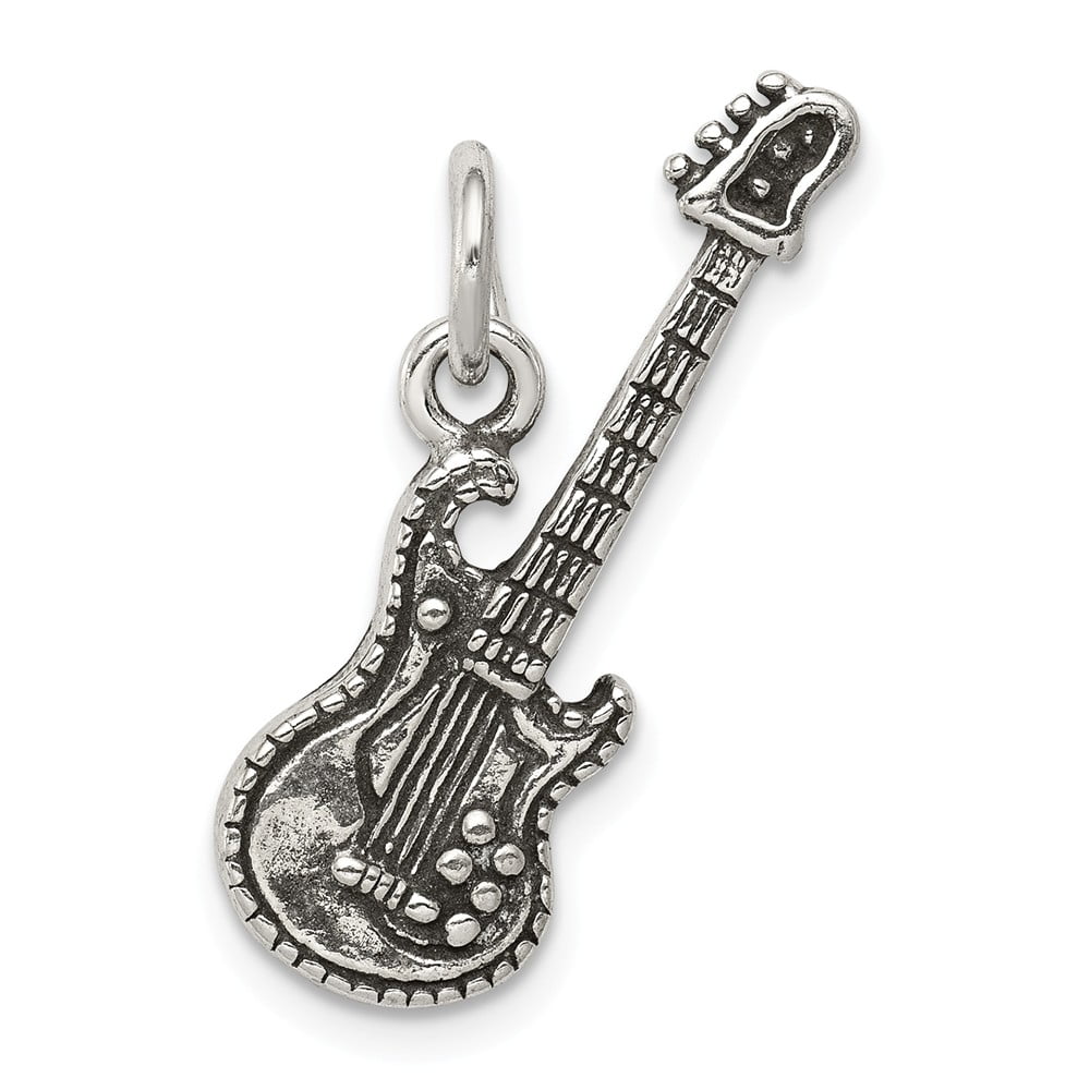 FB Jewels Sterling Silver Antiqued Electric Guitar Charm - Walmart.com