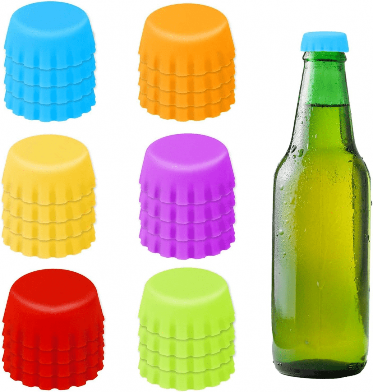 24 tapas de botellas de silicona de 6 colores, tapas de cerveza ...
