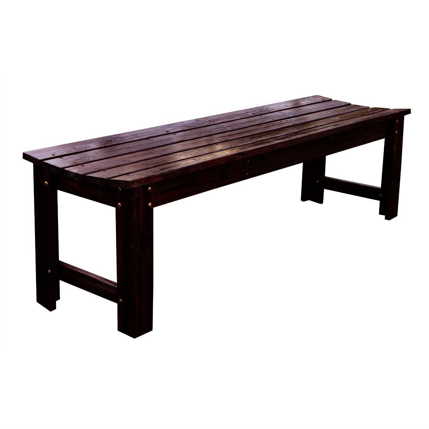 5-Feet Backless Outdoor Garden Patio Cedar Wood Bench in Burn Brown ...