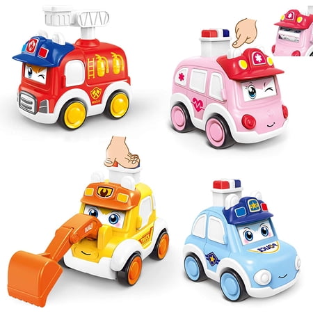 Baby Cars Toy for 3 Year Old Boy, Toddler Push Go Toy Wind Up Cars 4PCS ...