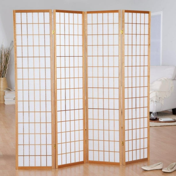 GTU Furniture Japanese Style 4 Panels Wood Shoji Room Divider Screen ...