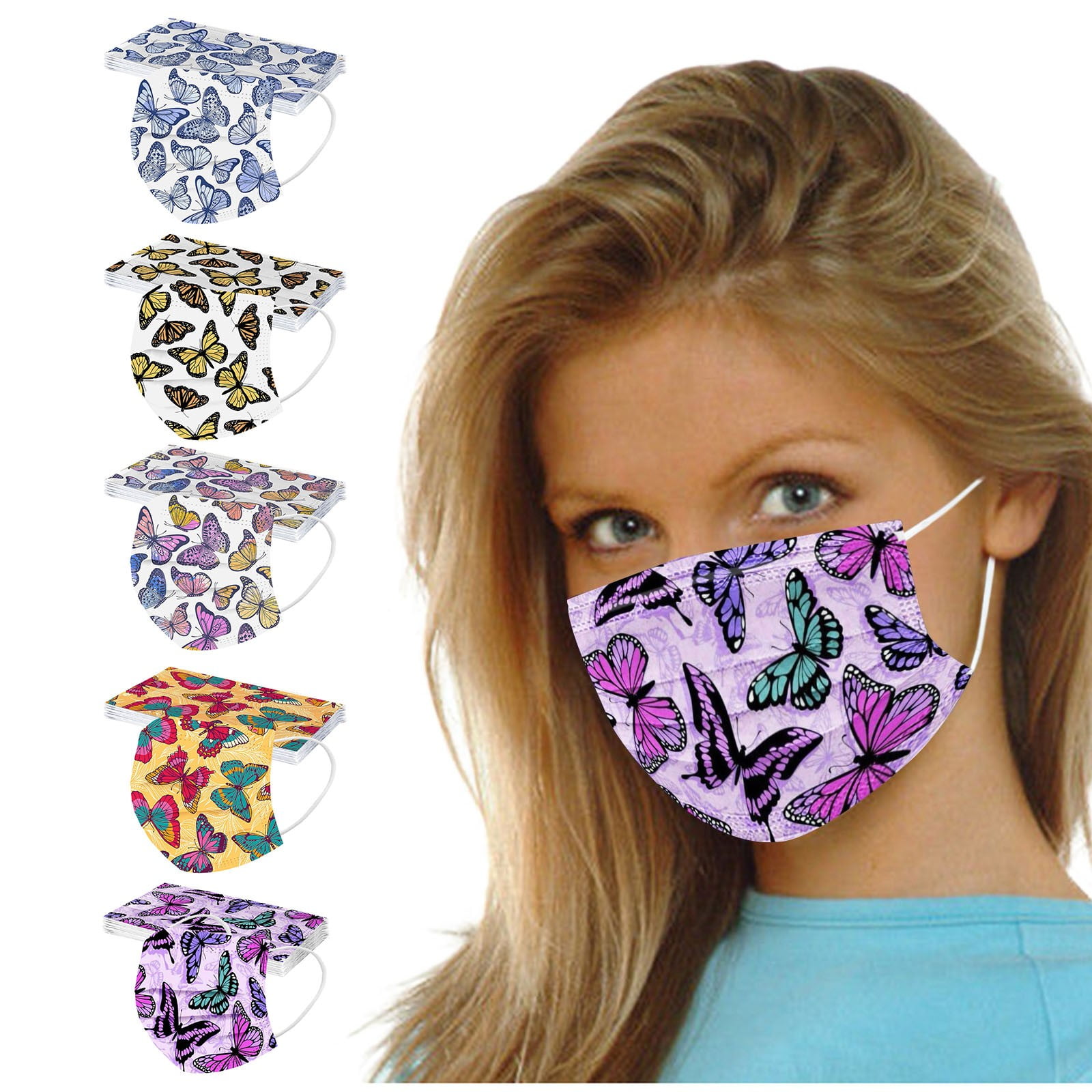 Unisex Men Women Disposable Mask Butterfly Printed Soft Face Masks For ...