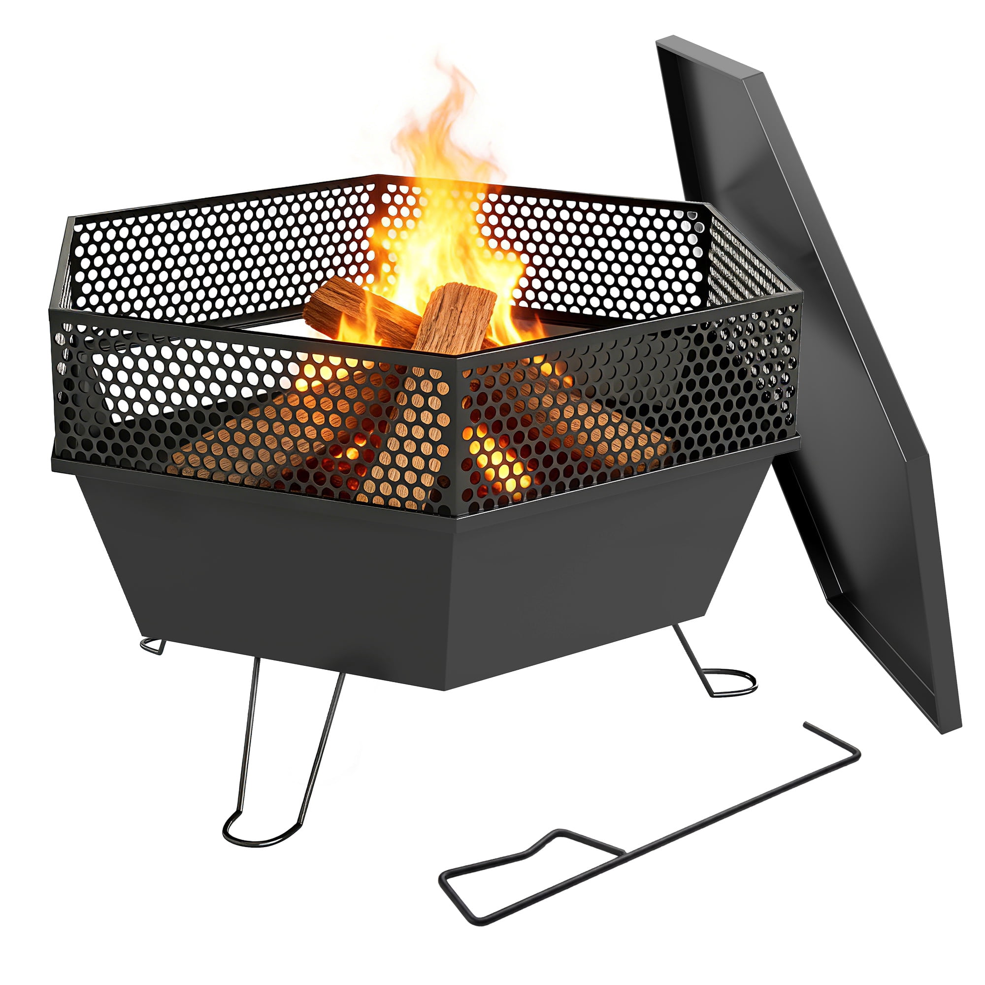 Click here for Outsunny Outdoor Fire Pit With Fire Poker  Foldabl... prices
