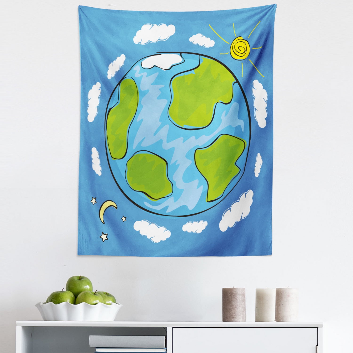 Earth Tapestry, 's Drawing of the Planet Earth Surrounded with Clouds ...
