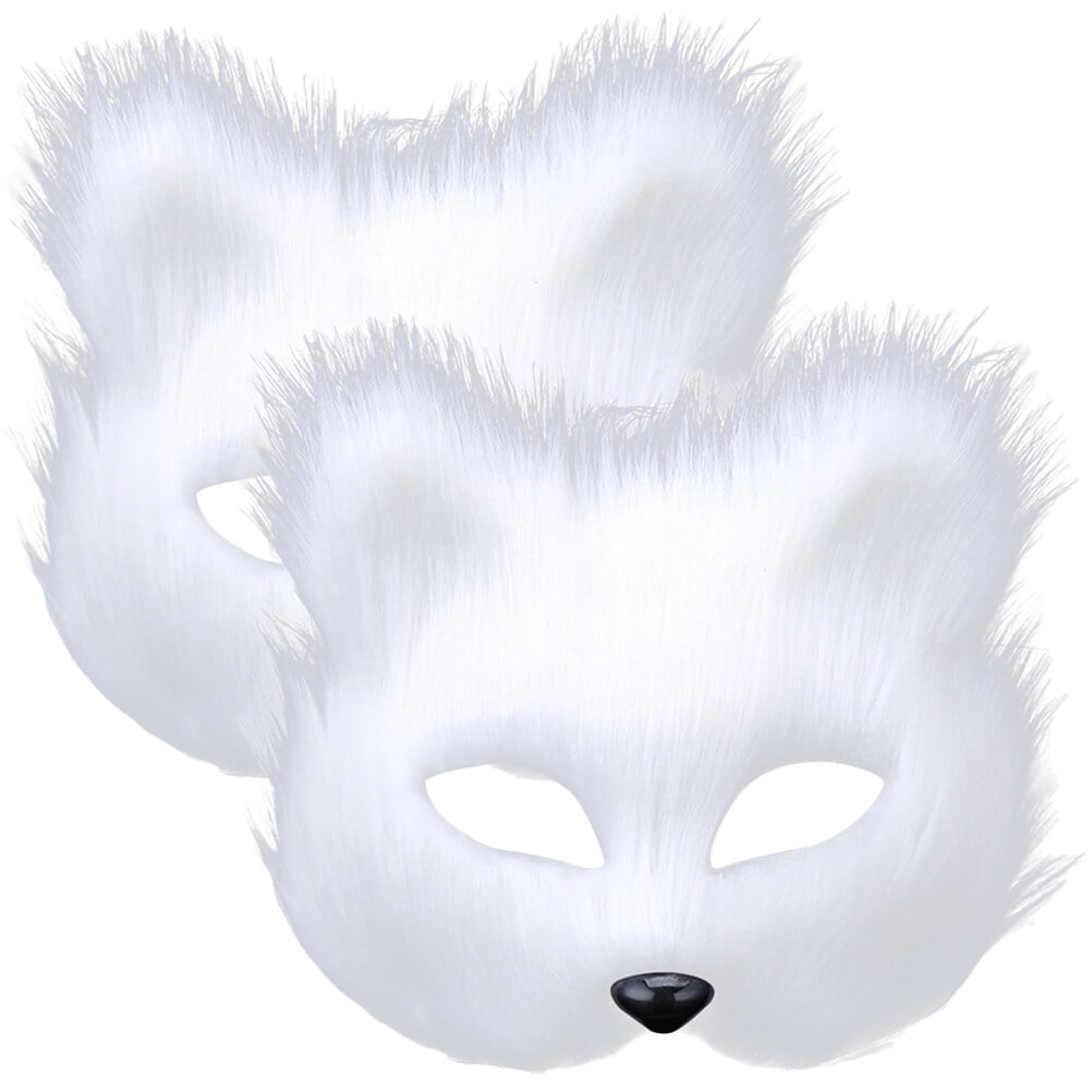 2pcs Fox Mask Masquerade Mask Plush Fox Mask Carnival Party Cosplay ...