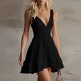 Avirosel Women's Casual Slim Solid Sleeveless Deep V Neck Cinched Waist ...