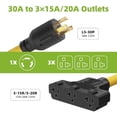 Heavy Duty RV Extension Cord, 10FT 30 Amp NEMA L5-30P to 3X 5-15/20R ...