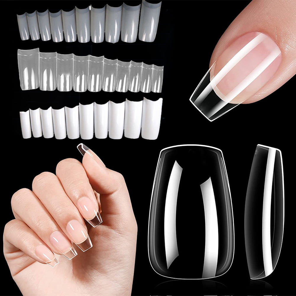 500 PCS Clear French Nails , Half Cover Acrylic Fake Nail Tips for Nail ...