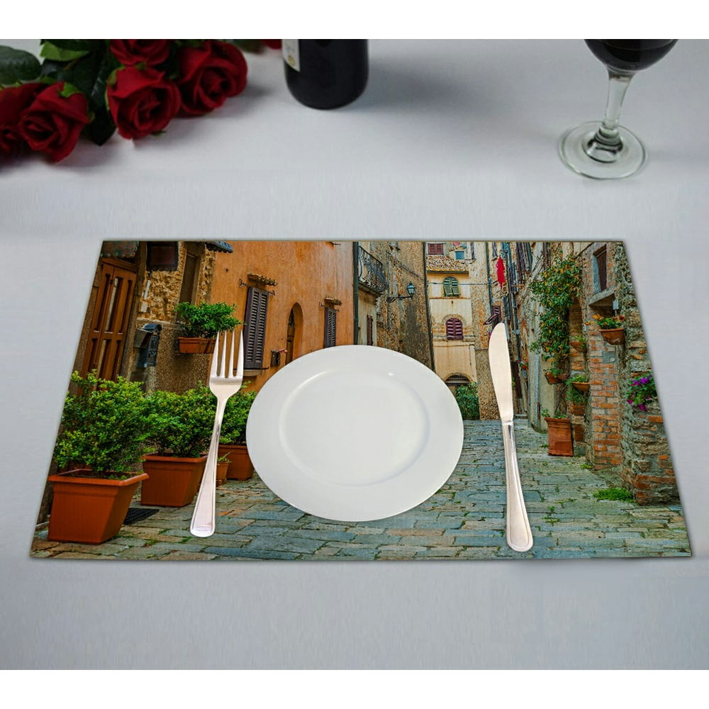 ABPHQTO Beautiful Alley In Tuscany Old Town Italy Placemat 12x18 Inch ...