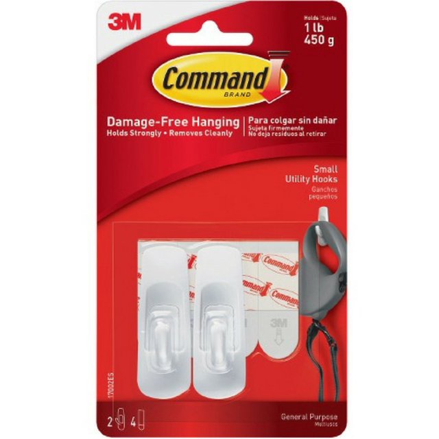 Command Damage Free Hanging, Small Hooks with Adhesive Strip 2 ea (Pack ...