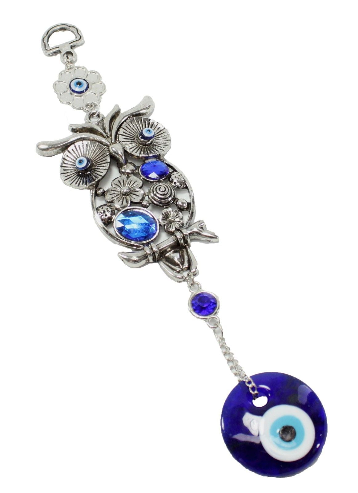 Turkish Blue Evil Eye 3" Crystal Owl Wall Hanging Protection Amulet ...