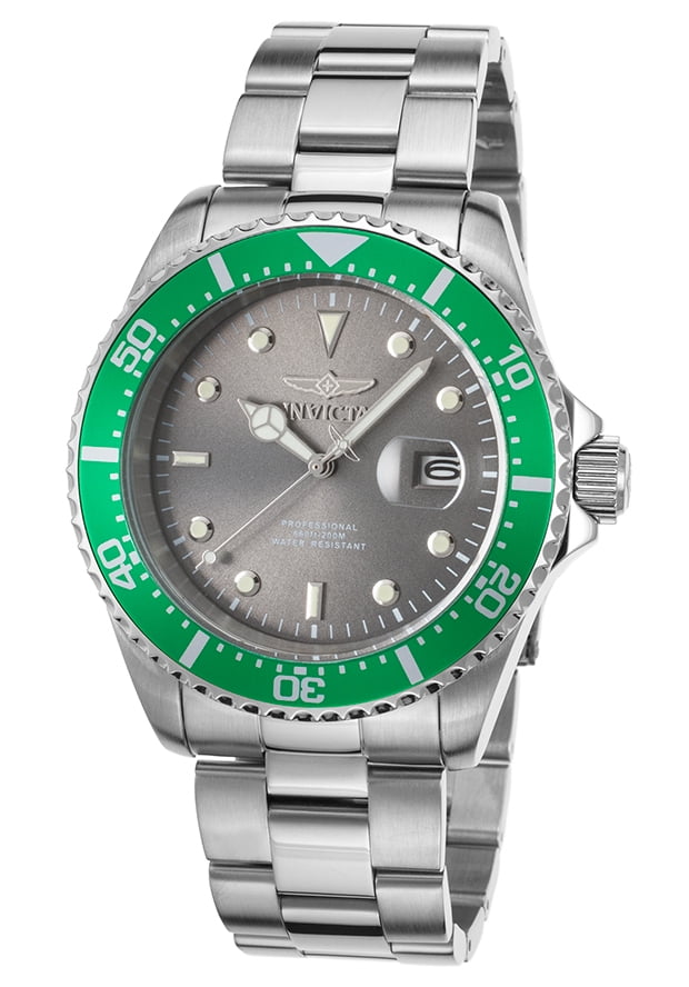 Invicta - Invicta Men's 22021 Pro Diver Stainless Steel Grey Dial Green ...