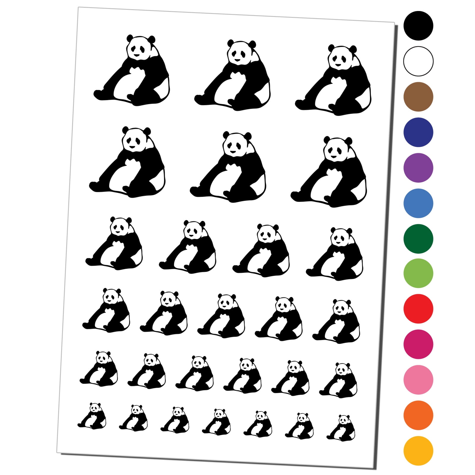 Giant Panda Bear Sitting Water Resistant Temporary Tattoo Set Fake Body ...