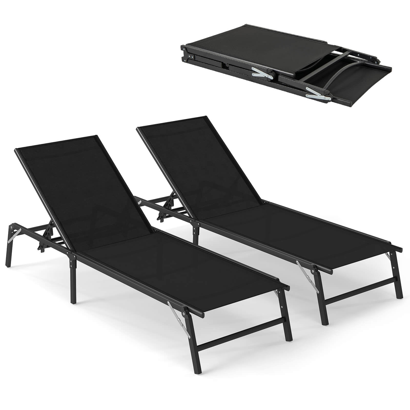 Click here for Costway 2 Pcs Reclining Lounge Chairs Folding Pati... prices