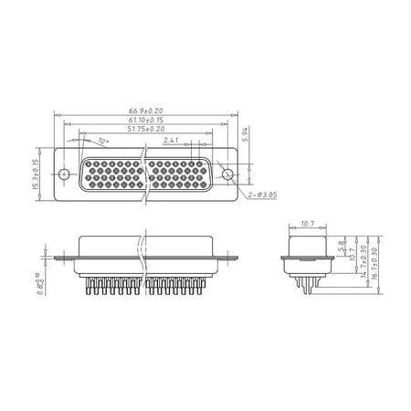 D-sub Connector DB78 Female Socket 78-pin 4-row High Density Port ...