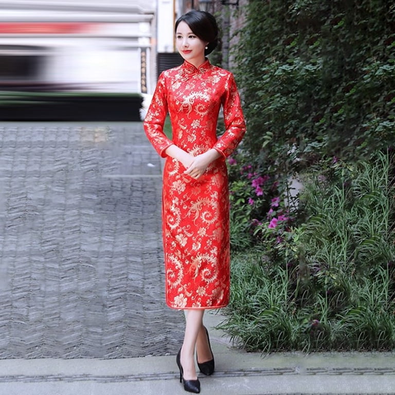 Embroidered Long Qipao Cheongsam Evening Dress CozyLadyWear, 48% OFF