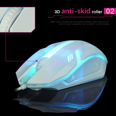 Wired 3 Buttons Gaming Mouse Cool LED Light Computer Mice Desktop ...