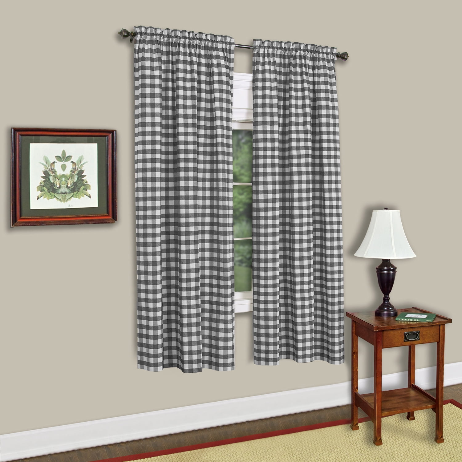 Buffalo Check Gingham Single Window Panel - 42" x 63" - 7 Colors ...