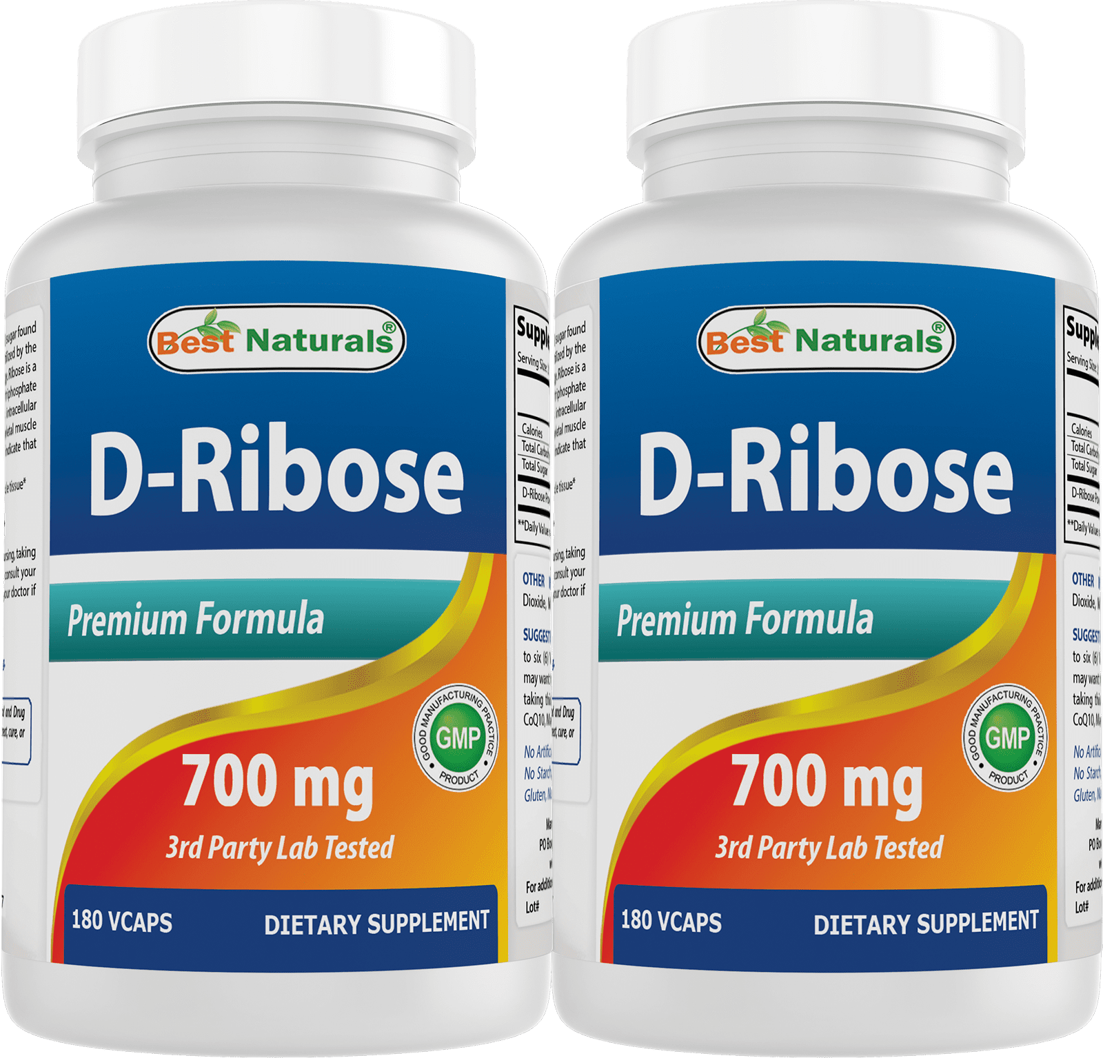 2 Pack Best Naturals D Ribose 700 mg 180 Vegetarian Capsules - Walmart.com