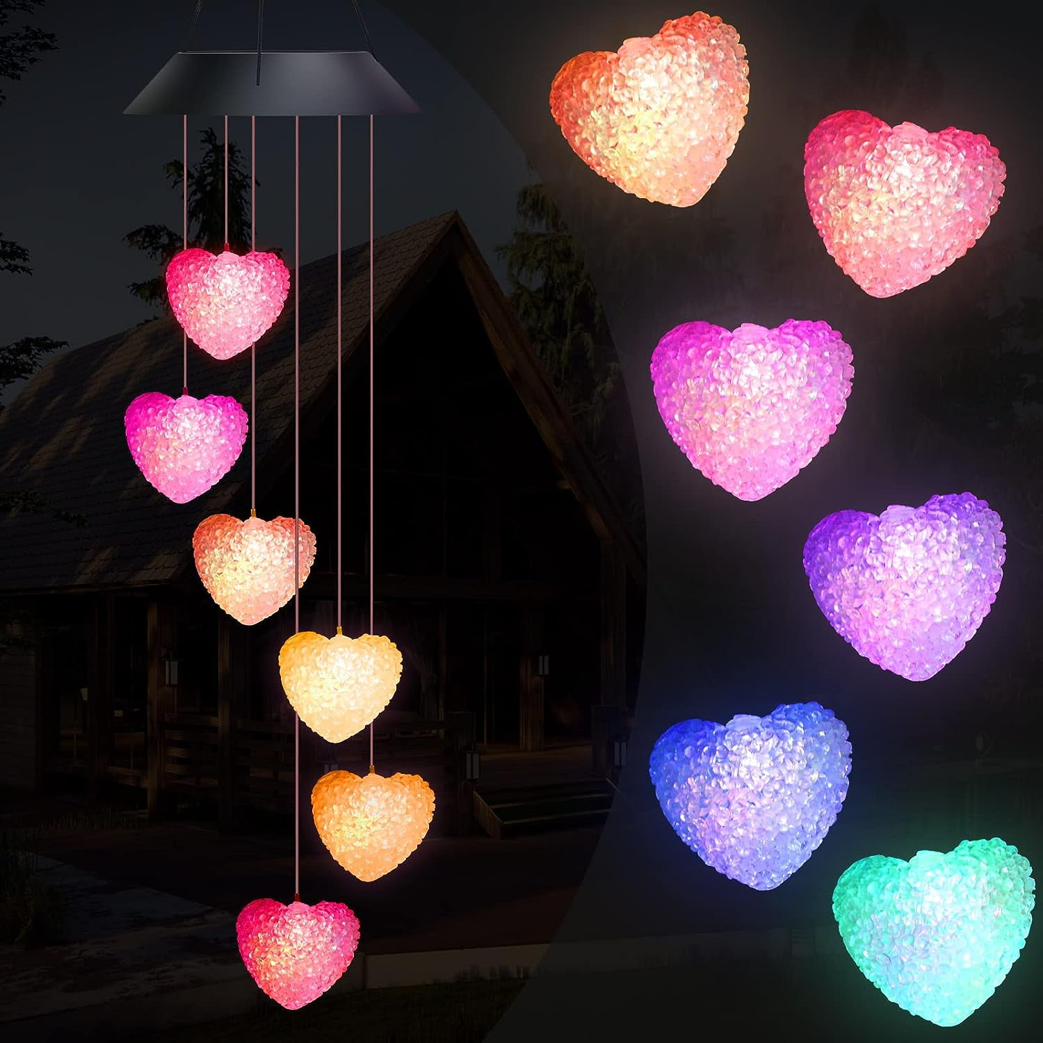 LINLIN Wind Chime Light of Solar Power, Wind Chimes for Garden ...