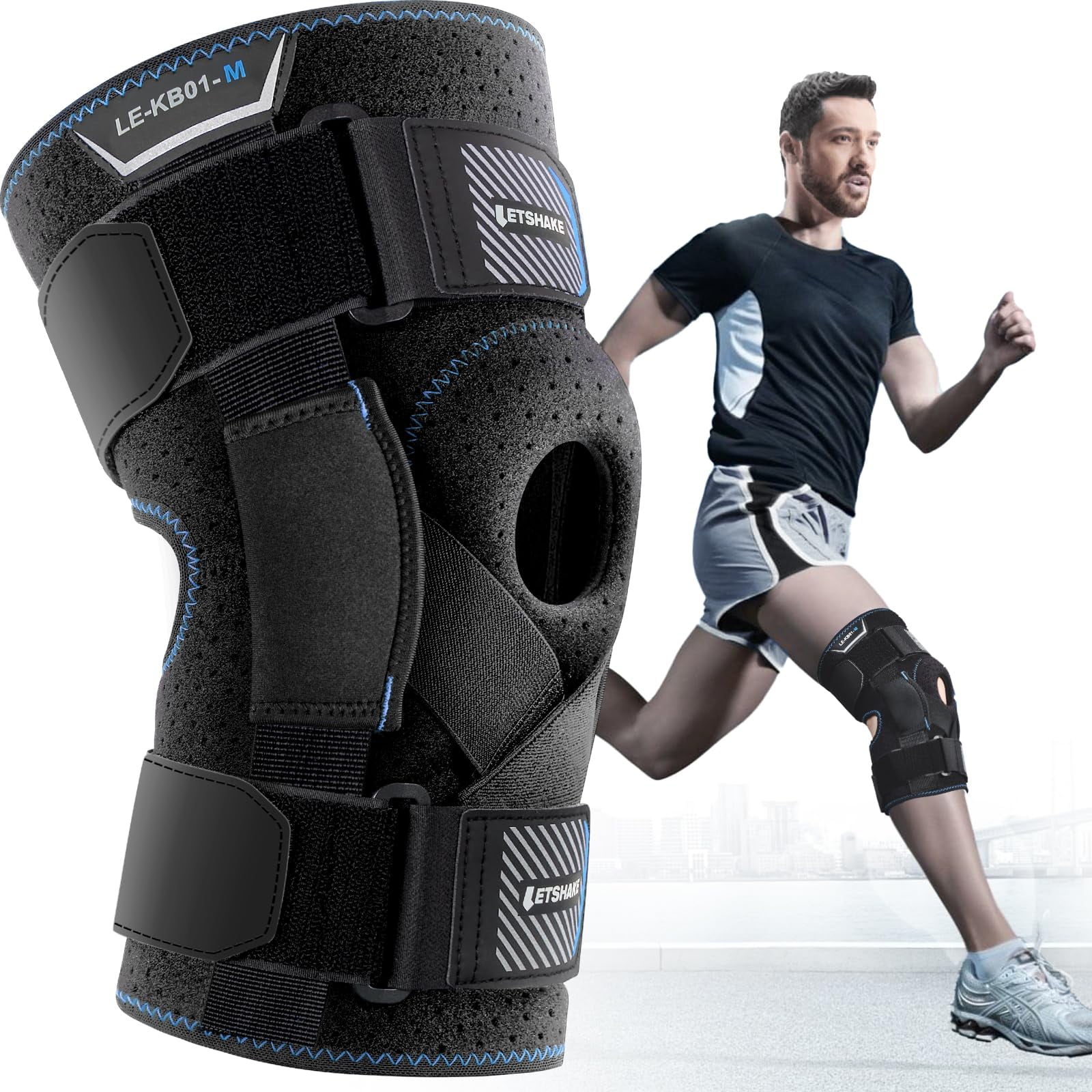 Rodillera LETSHAKE con bisagras para hombres y mujeres, para aliviar el ...
