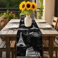 Black Architecture Cotton Linen Table Runner Retro Classic Black White ...