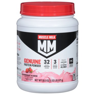 Muscle Milk Protein Powder, Strawberries 'n Creme, 4.94 Pound Canister ...