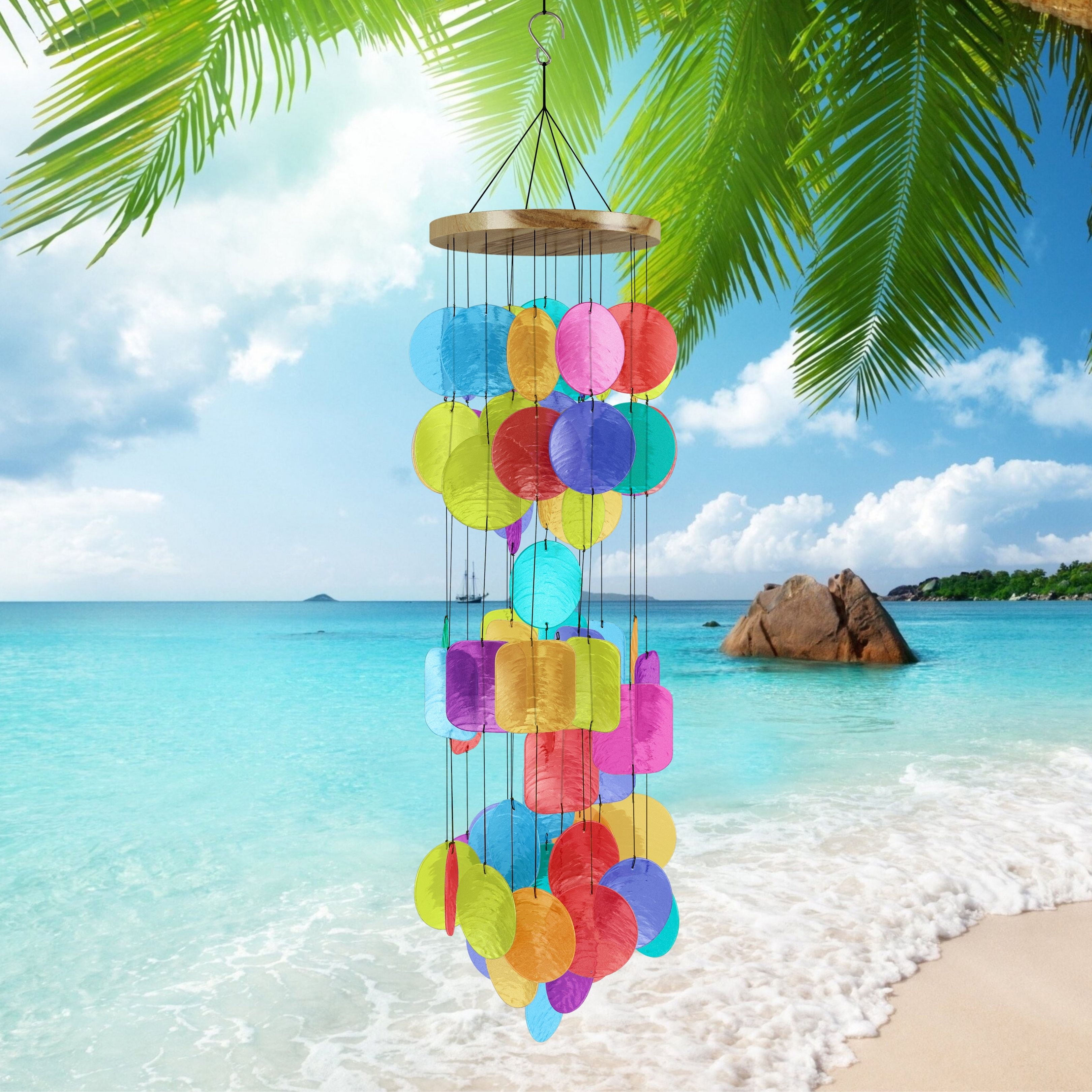88Craft Multicolour Shell Windchime 28" Comewith Wall Stand, S Hook ...