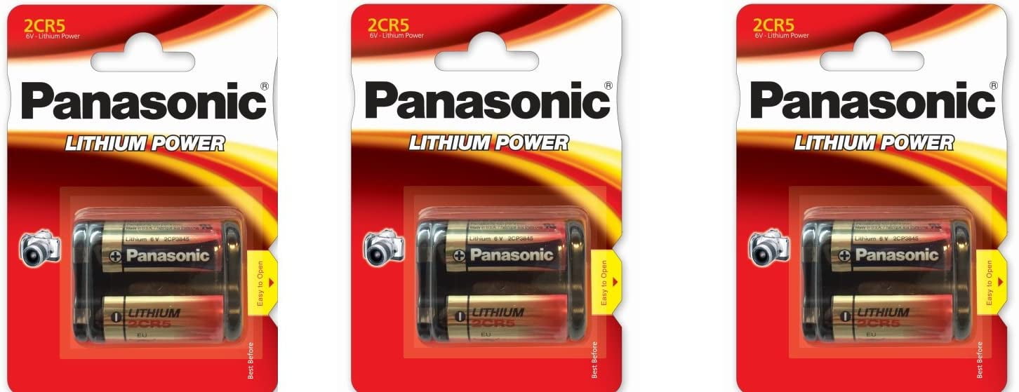Panasonic 2CR5 6-Volt Photo Lithium Cylinder Batteries 2CR5M (3 Pack ...