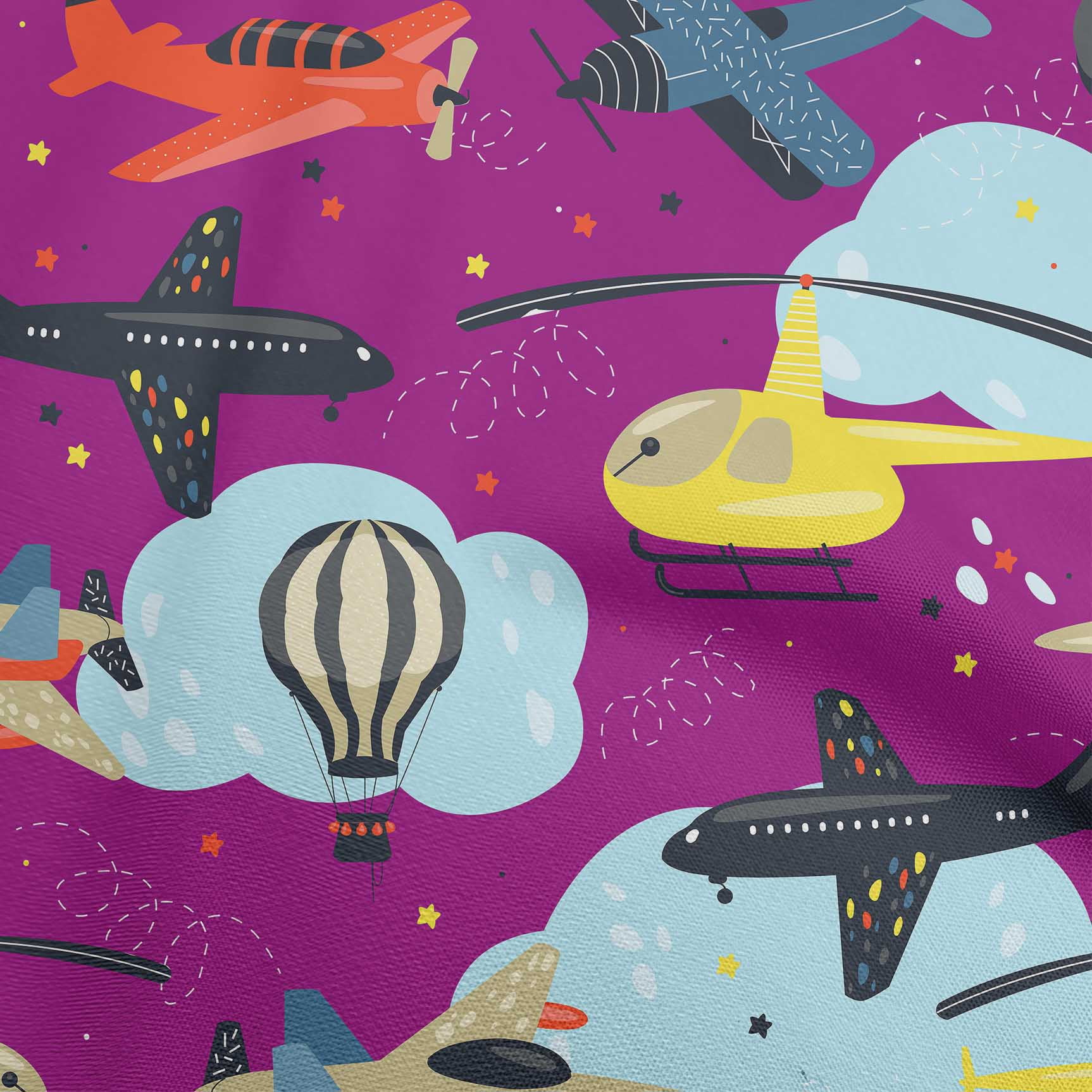 oneOone Velvet Purple Fabric Airplane Nursery Kids Sewing Material ...