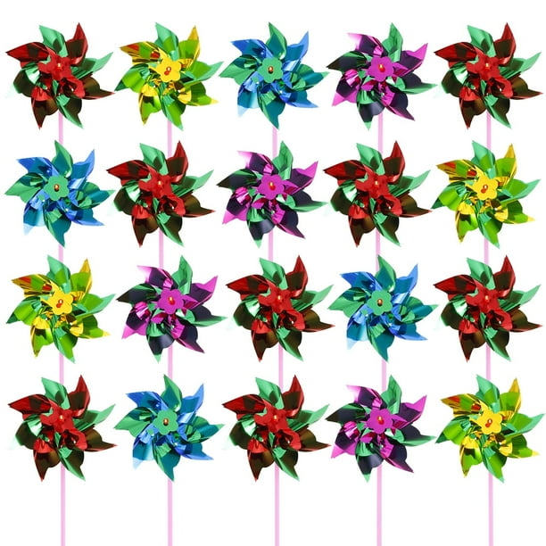 AMERTEER 100 Pieces Plastic Colorful Windmill Party Pinwheels DIY ...