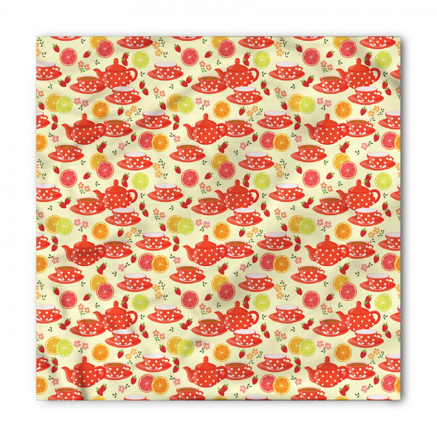Modern Bandana, Cup with Dots and Fruits, Unisex Head and Neck Tie, by ...