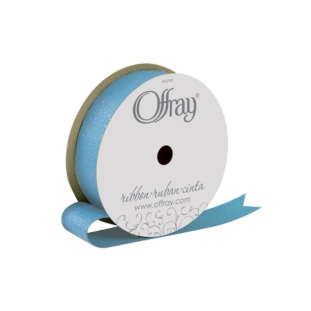 Offray Ribbon, Lagoon Blue 7/8 inch Grosgrain Glitter Polyester Ribbon ...