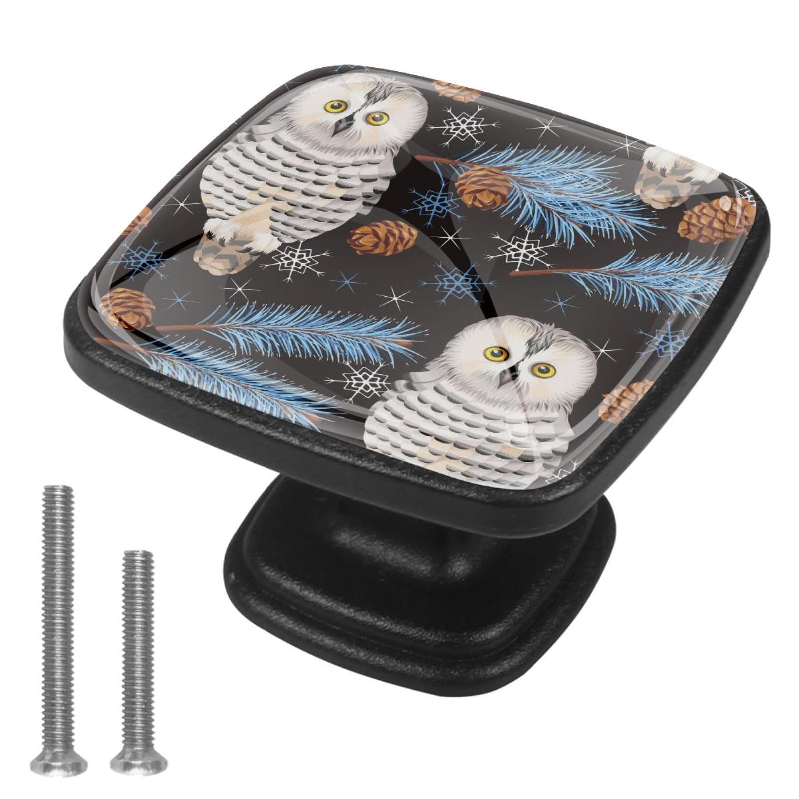 4 Pcs Cabinet Handle Drawer Pulls Owl Knobs with Screws Square ...