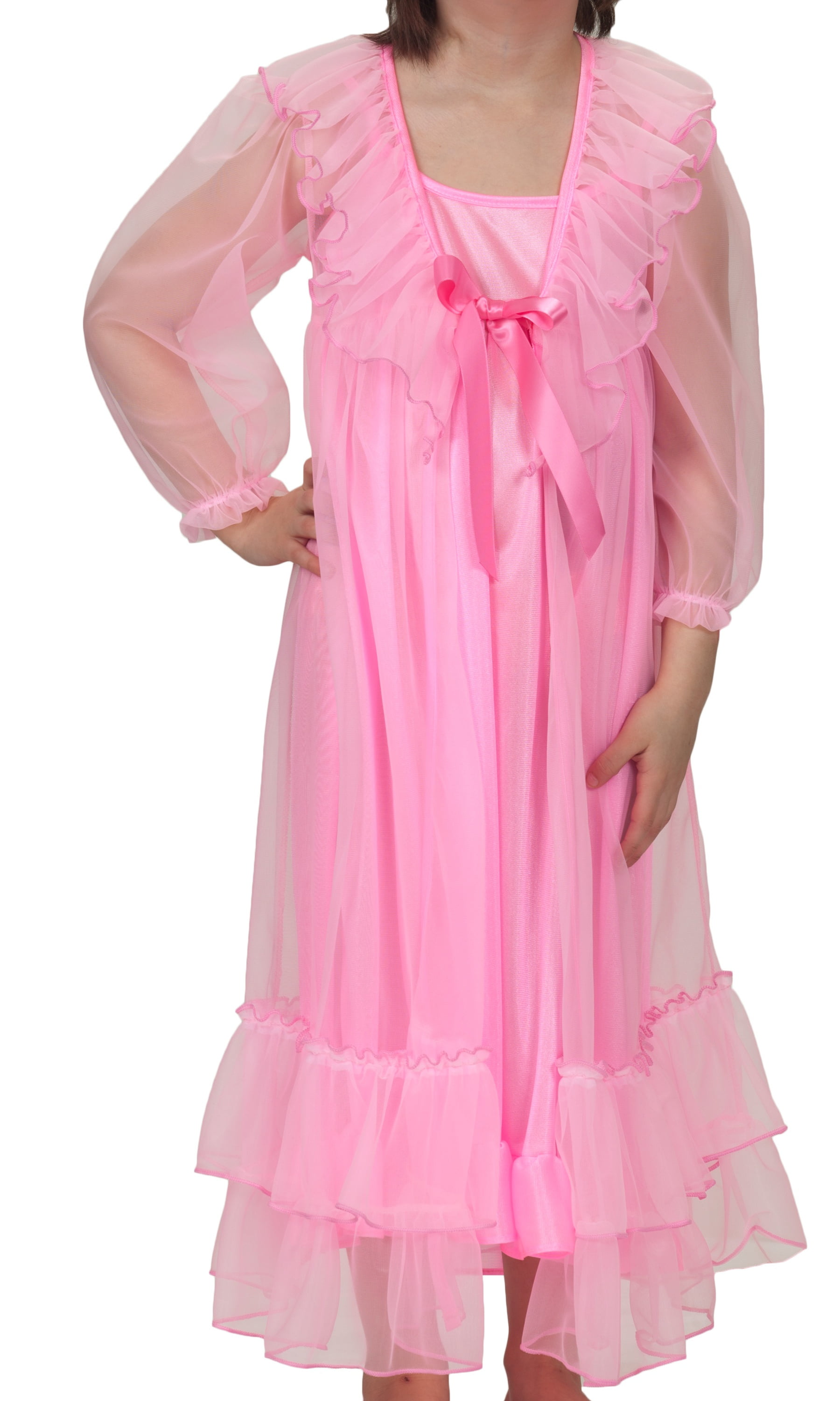 Laura Dare Frilly Peignoir Set In Solid Colors 2t 14