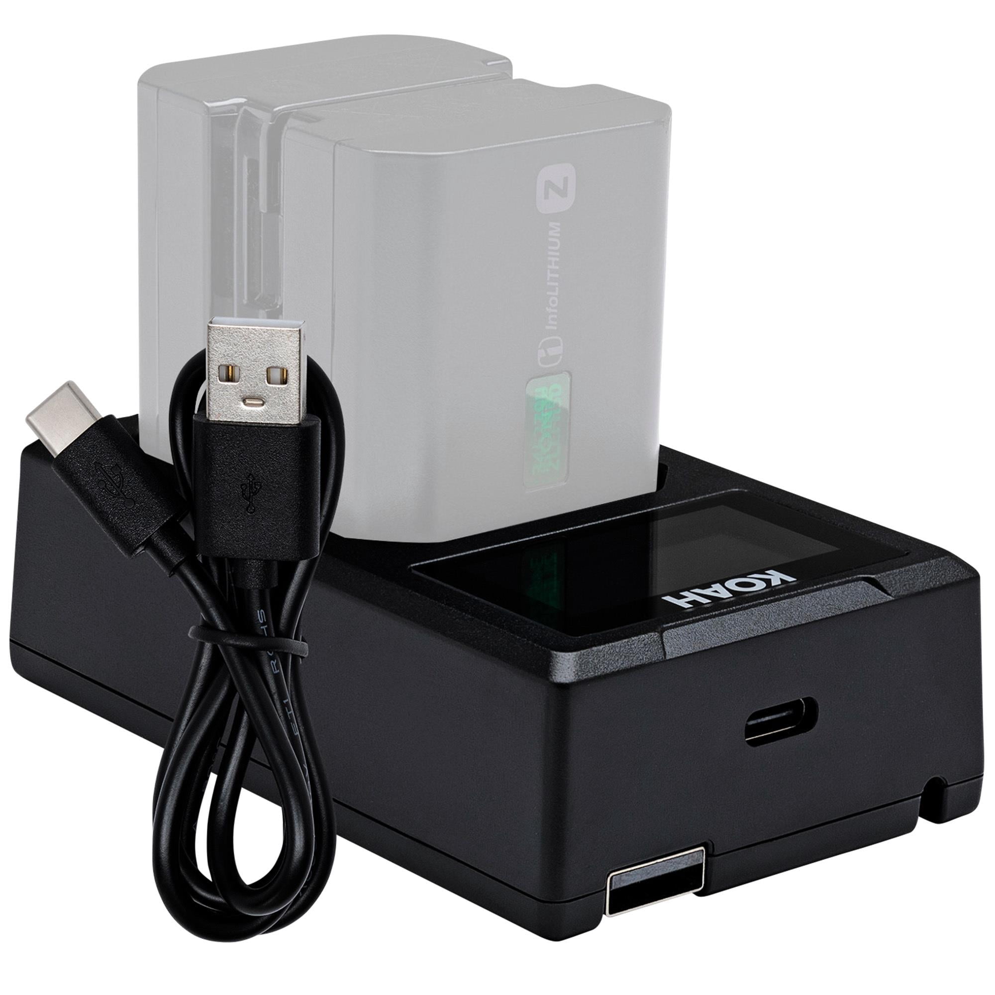 Koah Dual USB-C Charger with LCD Display for Sony NP-FZ100 Battery ...