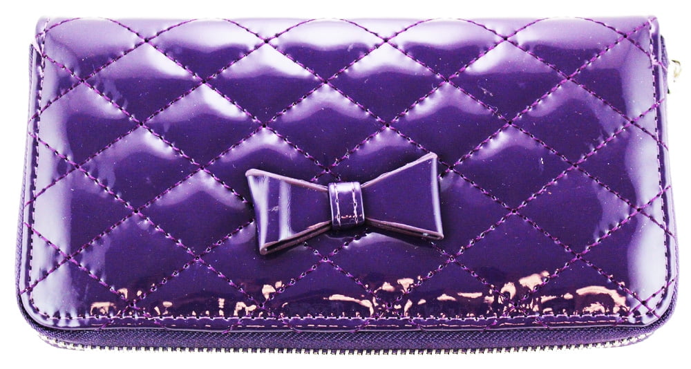 Quilted Compact Purse - Slim & Convenient Womans Wallet (Purple ...
