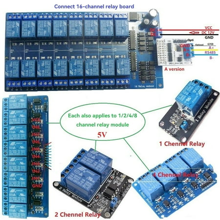 Relay Module RS485 Modbus RTU 16 Channel Controller Modules Multifunction Controller Modules ...