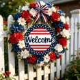 SLYNSHome Patriotic Full Flag Welcome Door Sign, Round Wooden Hanging ...