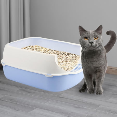 Cat with Cat Litter Shovel Open Kitty Litter Pan for Indoor Cats ...